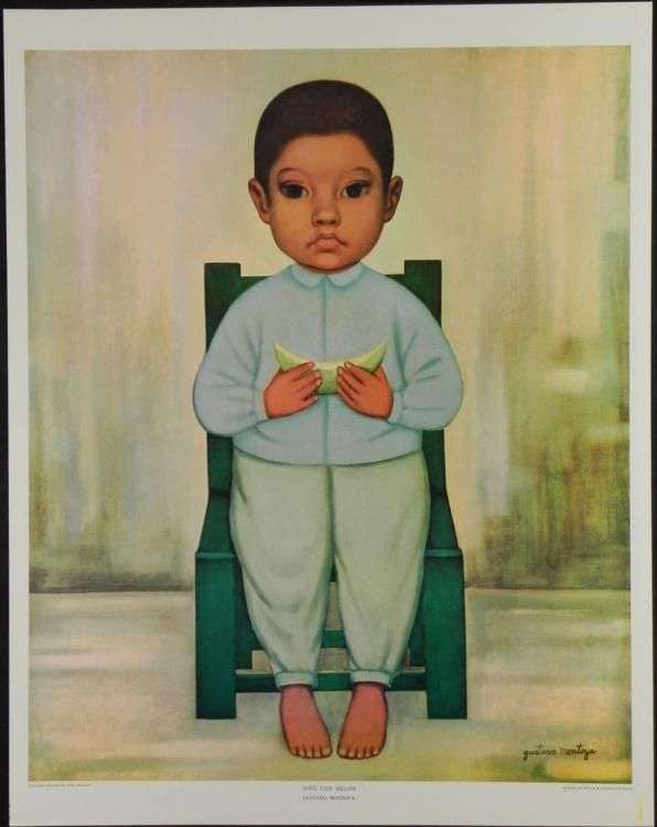 Gustavo Montoya Mexican Art Print Nino Con Melon