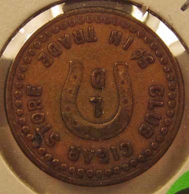 CLUB CIGAR STORE TOBACCO TOKEN - 5 CENTS IN TRADE - EUGENE, OR