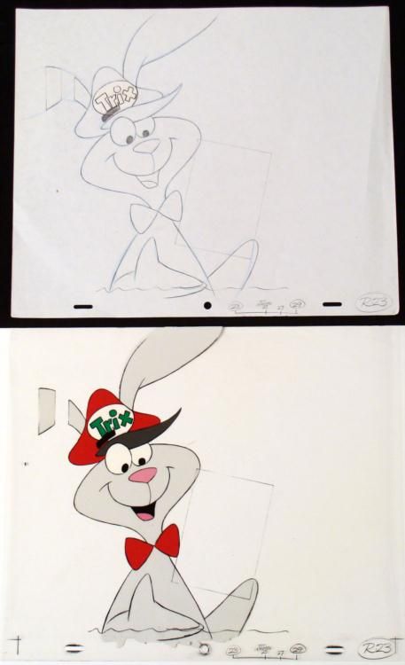 Art Cel Drawing Original Animation Laughing Trix Rabbit