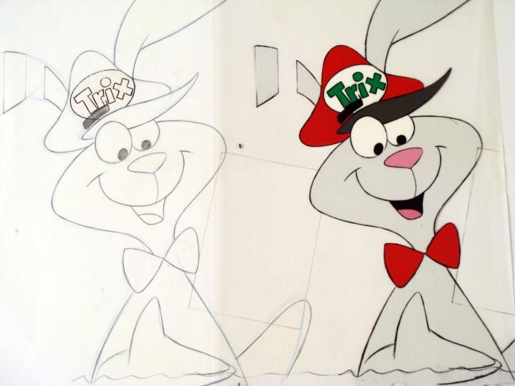 Art Cel Drawing Original Animation Laughing Trix Rabbit