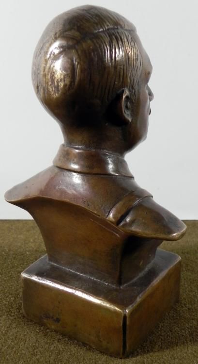 Hitler Brass Tone Metal Statue Bust Nazi Figure