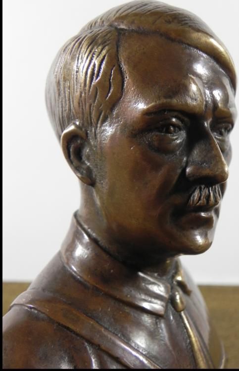 Hitler Brass Tone Metal Statue Bust Nazi Figure