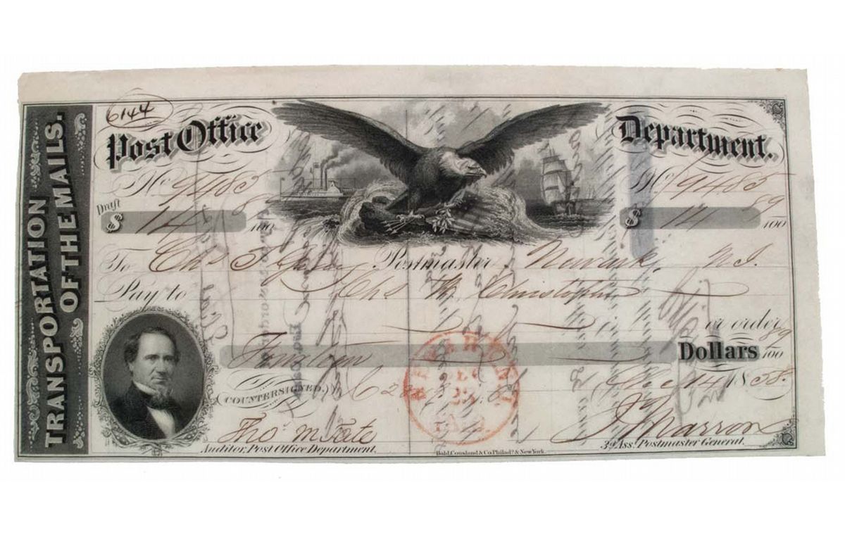 POST OFFICE DEPARTMENT CHECK: Transportation Of The Mails, Post Office ...