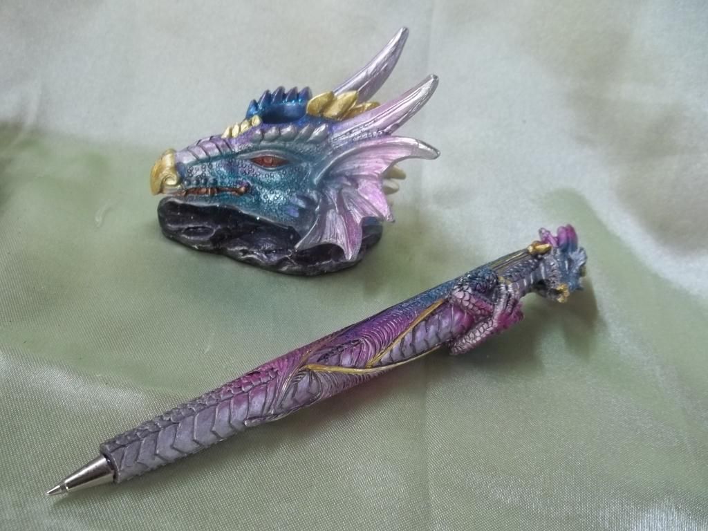 Lot Of 2 -Medieval Dragon Pens With Holder