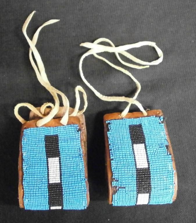 Vintage Native American Ceremonial Beaded Cuffs
