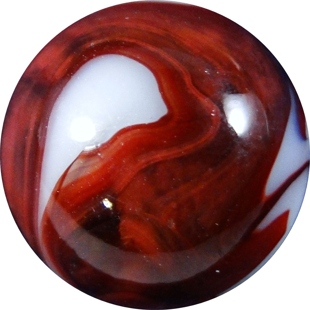 Marbles: Lot 16. Akro Agate Company. Swirl Oxblood. 19/32". Mint 9.9