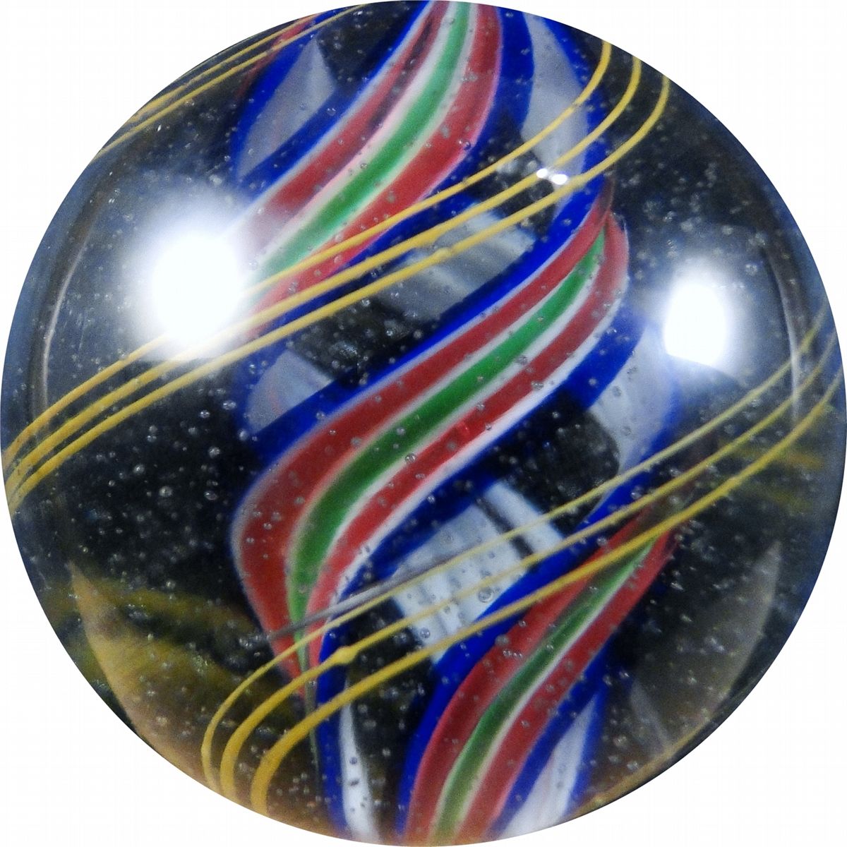 Marbles: Lot 106. Swirl. Divided Core. 1-11/16". Polished.