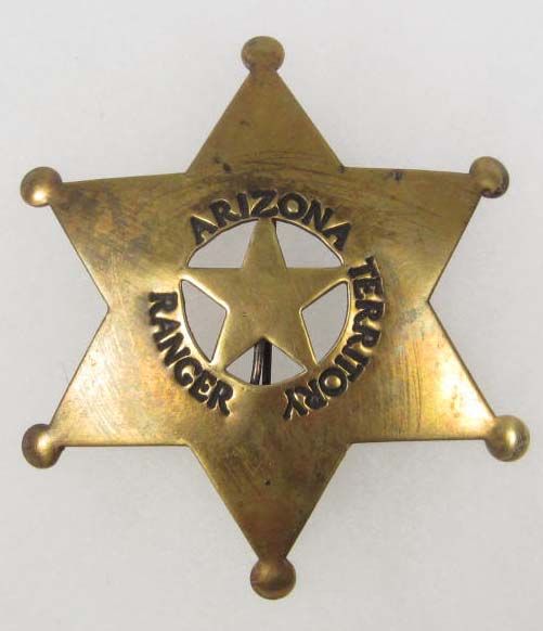 10775 - ARIZONA TERRITORY RANGERS BRASS LAW BADGE