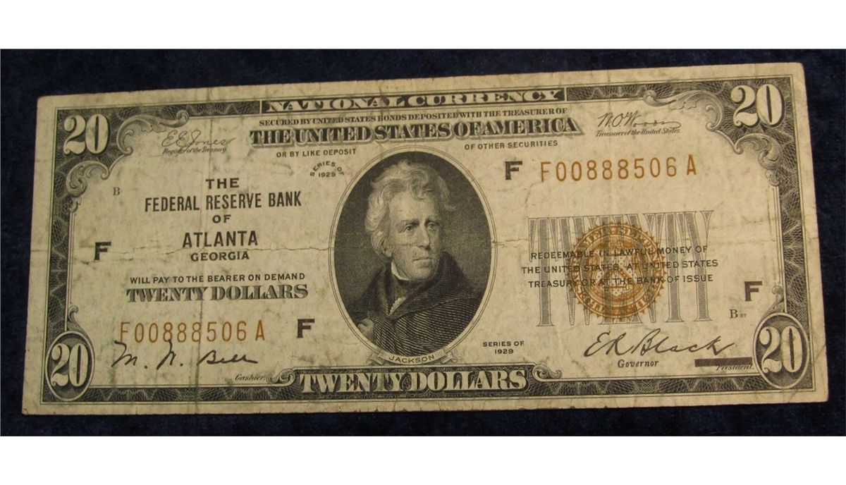 8. Series 1929 $20 "The Federal Reserve Bank of Atlanta, Georgia ...