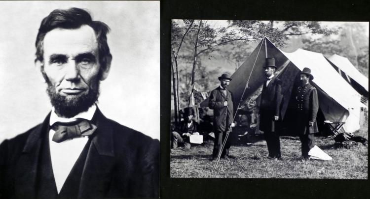 2 Photos Civil War Abraham Lincoln, Ulysses S. Grant