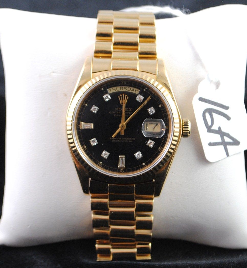 MANS "ROLEX - PRESIDENT" WRISTWATCH - 18K YELLOW GOLD - DIAMOND DIAL ...