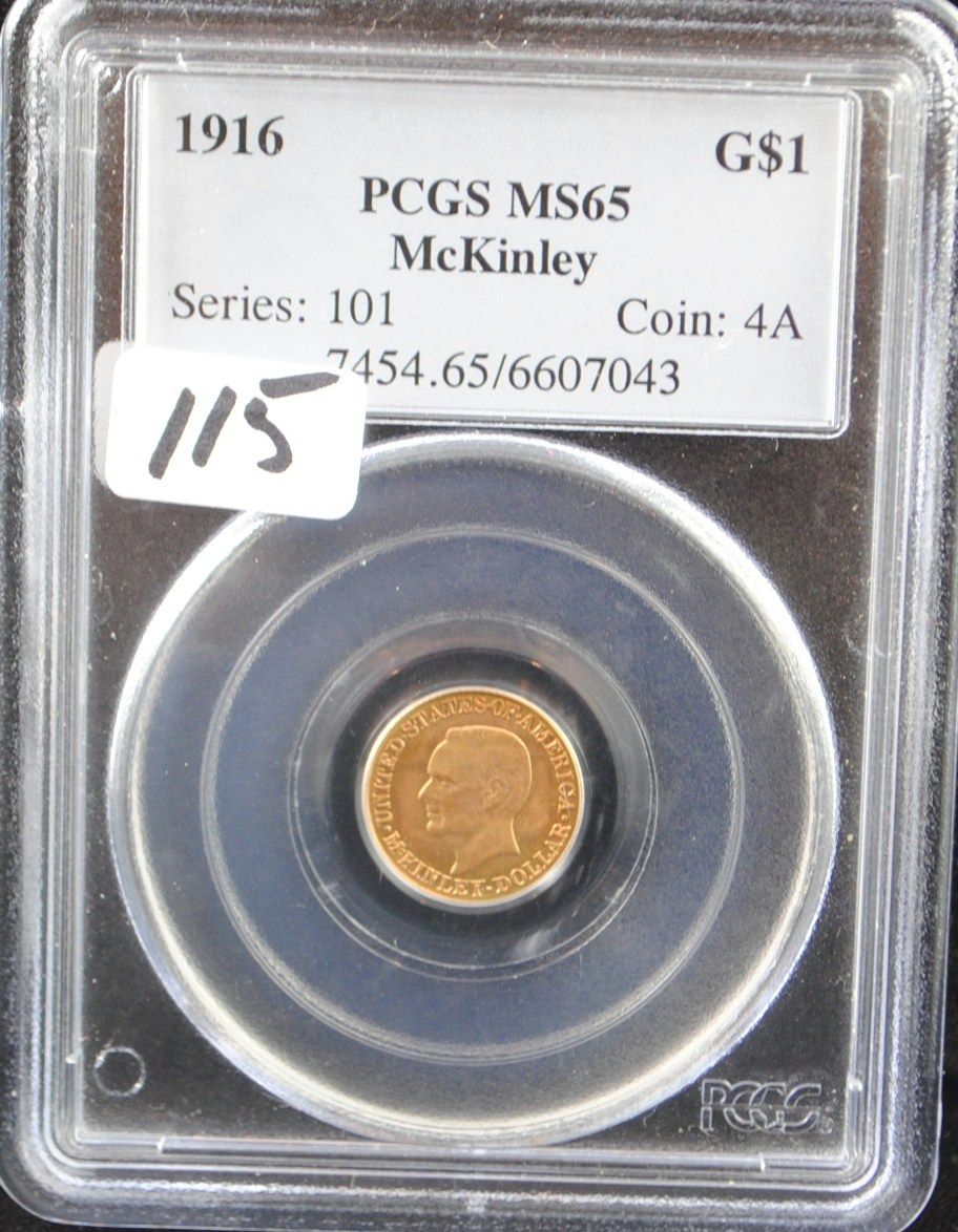 RARE 1916 $1 MCKINLEY COMMEMORATIVE GOLD COIN - PCGS MS65 (PCGS WEBSITE ...