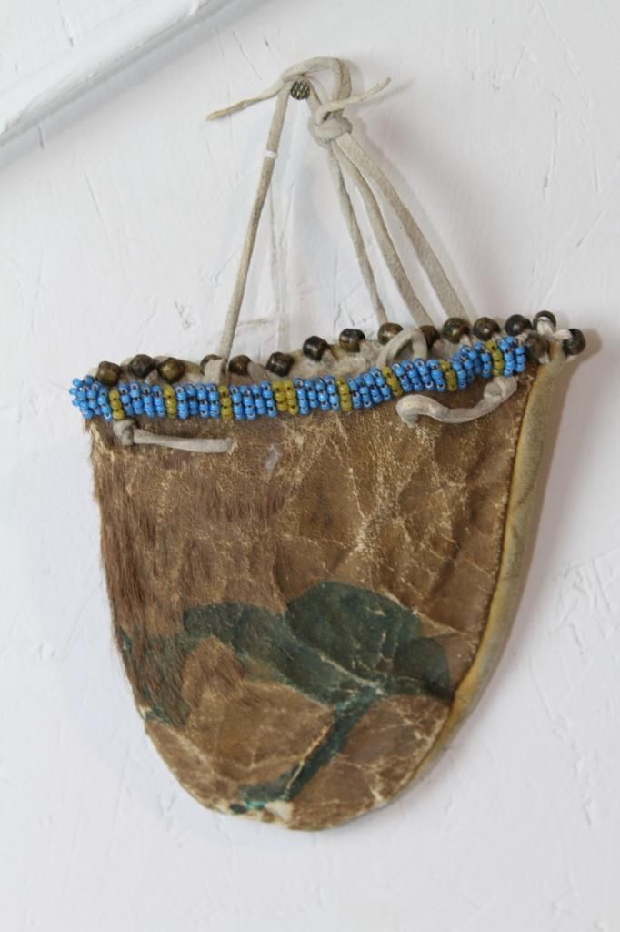 White Hearts Effigy Indian Buffalo Pouch