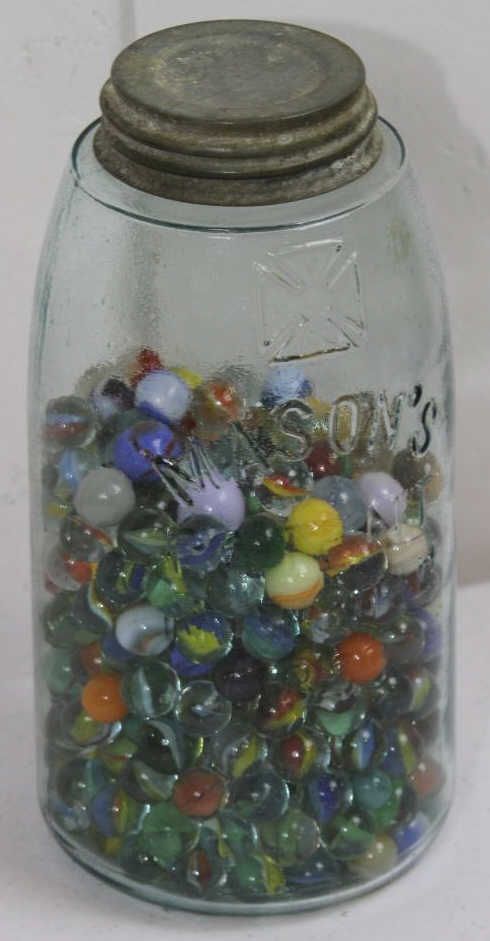 1858 Mason Jar full of Marbles