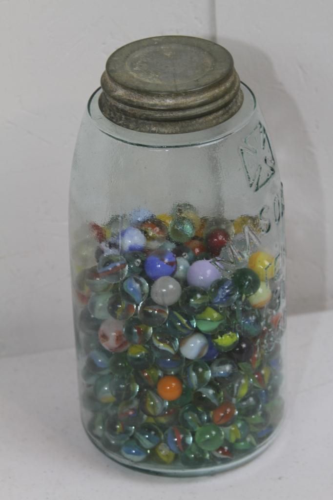1858 Mason Jar full of Marbles