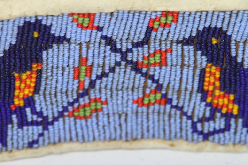 Crow Indian Beaded Belt with Large Silver Buckle
