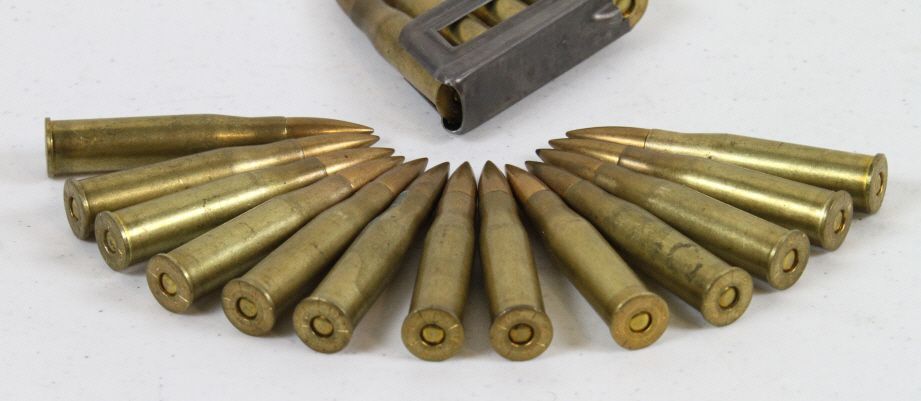 WWII German Mauser 8mm Clip and Loose Rounds