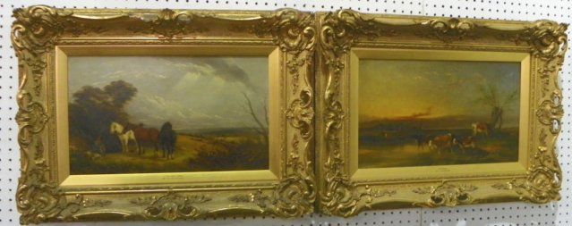 Pair 19th c. oil paintings signed WJ Shayer