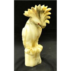 Alabaster sculpture of a "Parrot" with glass eyes