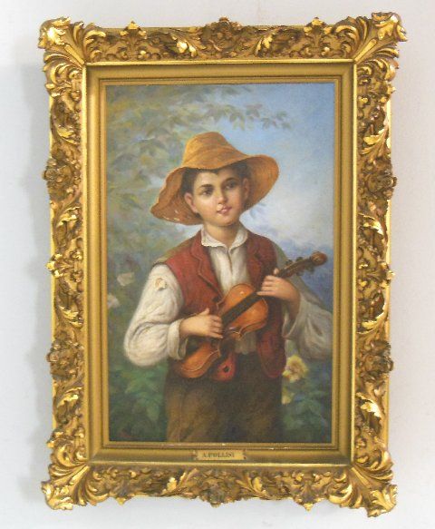 Gilt framed oil painting signed Pollini