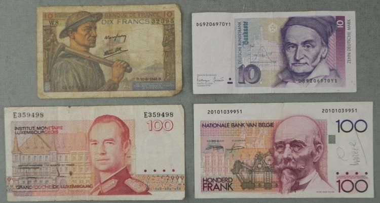 Misc Old European Paper Money: Germany, France, Belgium