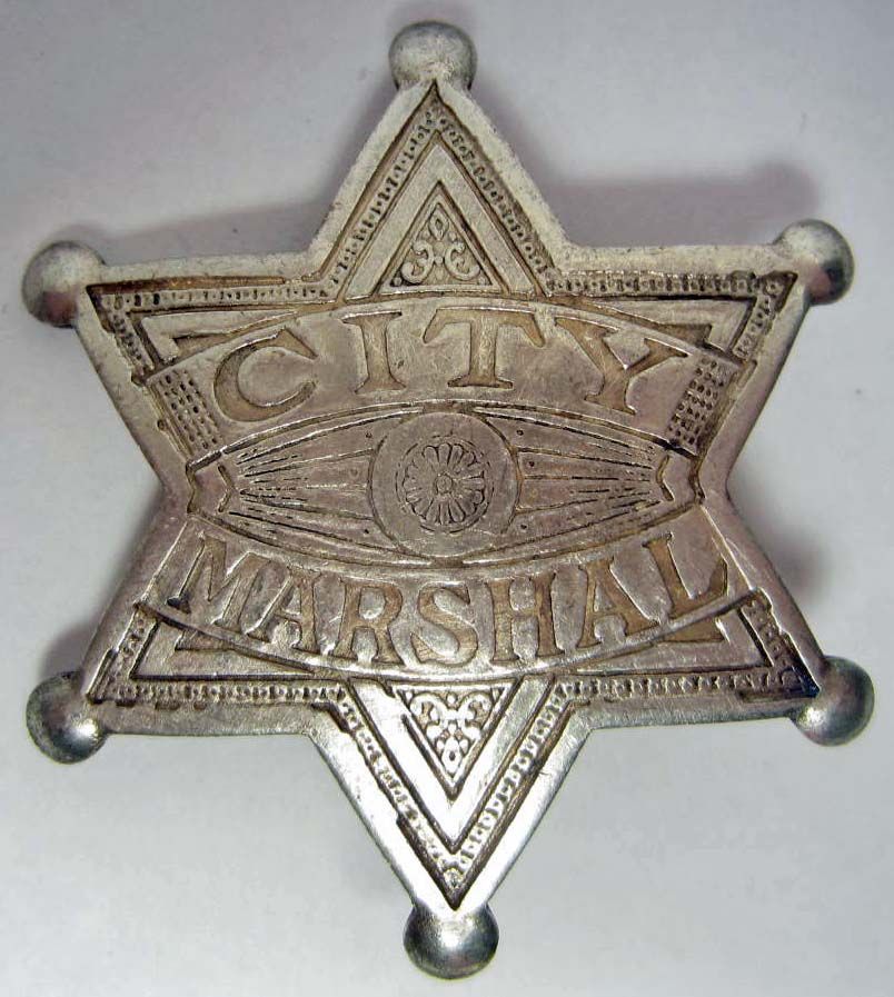 OLD WEST CITY MARSHAL COWBOY ERA LAW BADGE