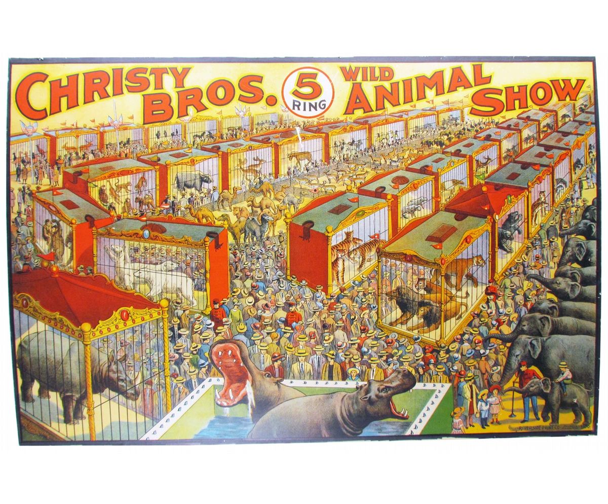 Christy Bros. 5 Ring Wild Animal Show Poster