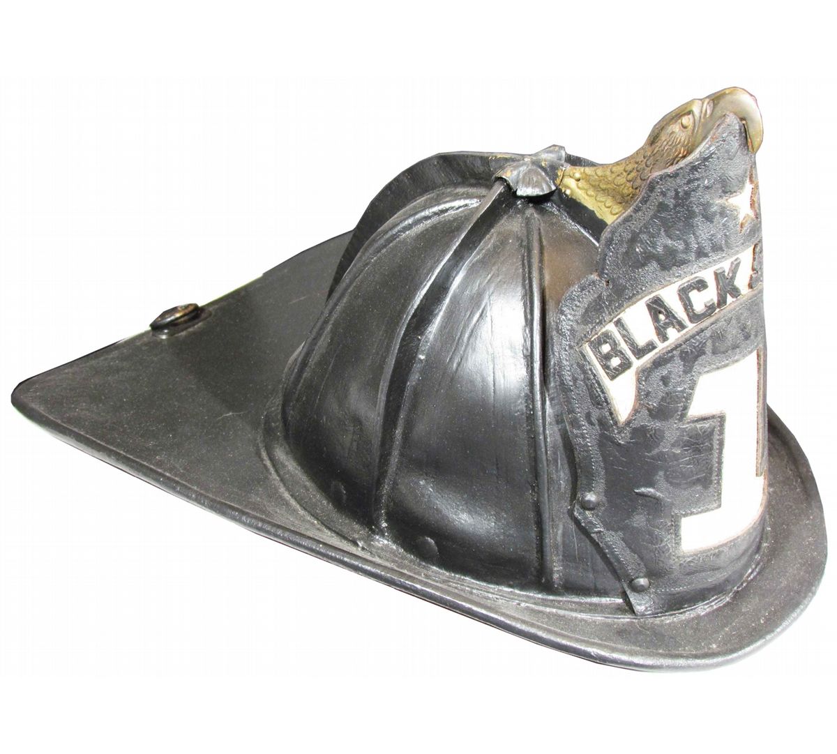 Dentzeau Black Leather High Eagle Fire Helmet