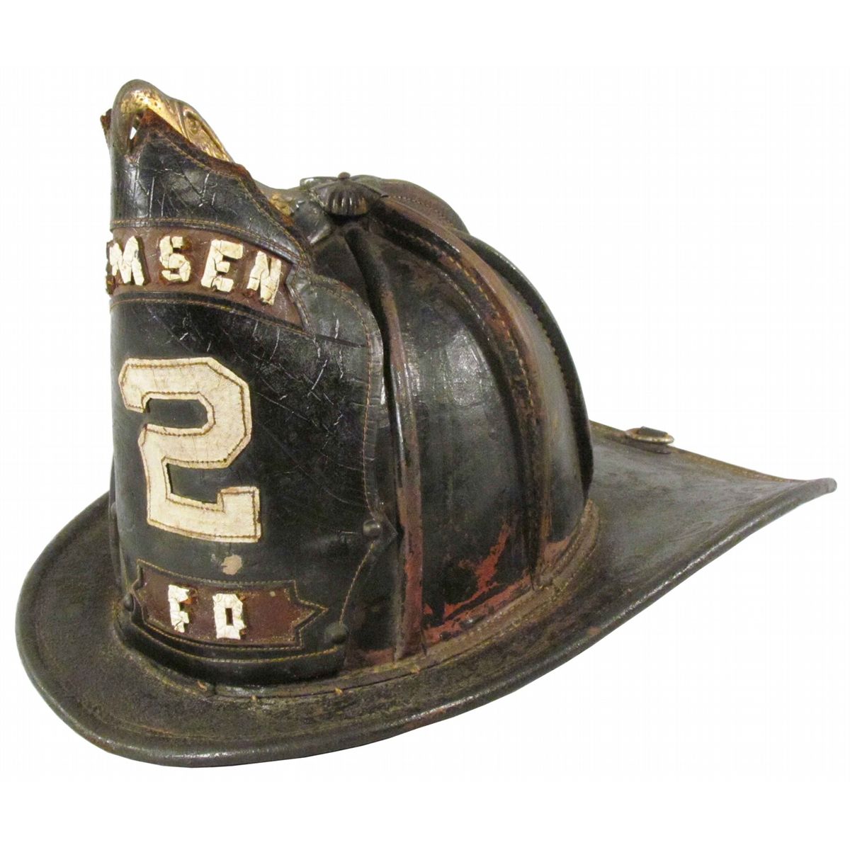Olson High Eagle Leather Fire Helmet