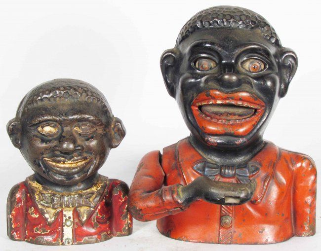Two Black Americana Cast Iron Banks