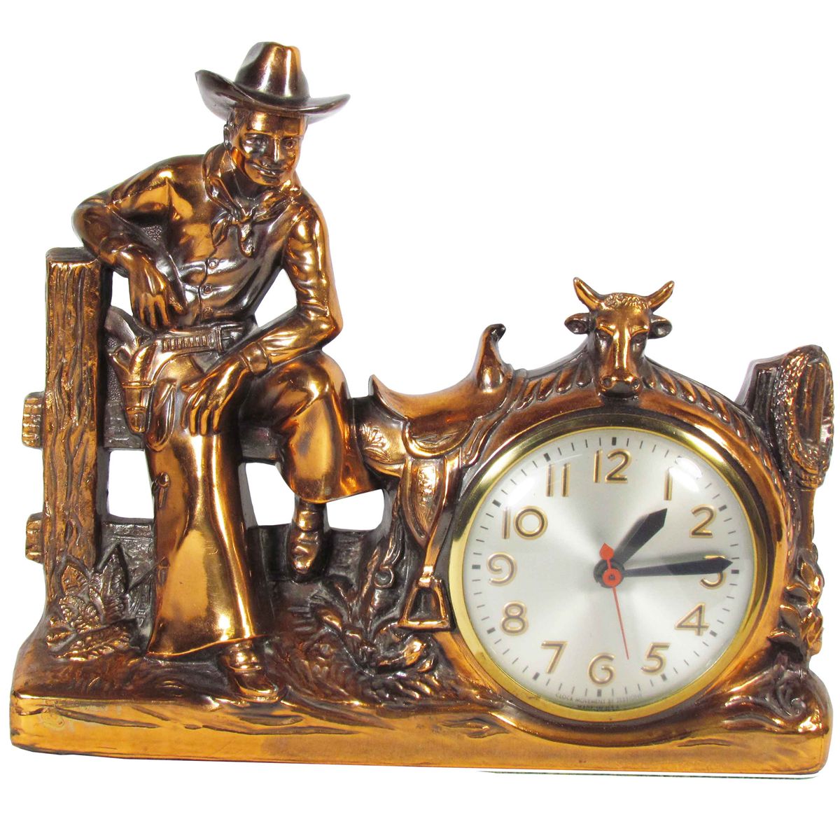 1950 Lane & Co. Copper Flash Cowboy Clock