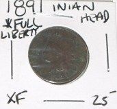 1891 INDIAN HEAD PENNY RED BOOK VALUE IS $25.00+ *RARE EXTRA FINE GRADE ...