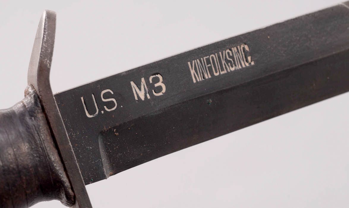 Blade marked ''U.S. M3 Kinfolks Inc.'' Trench Knife
