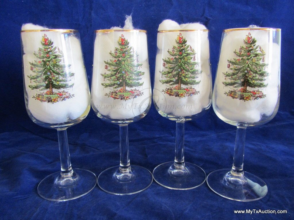 10 oz. Wine Glasses w/Gold Rim (Set of 4)