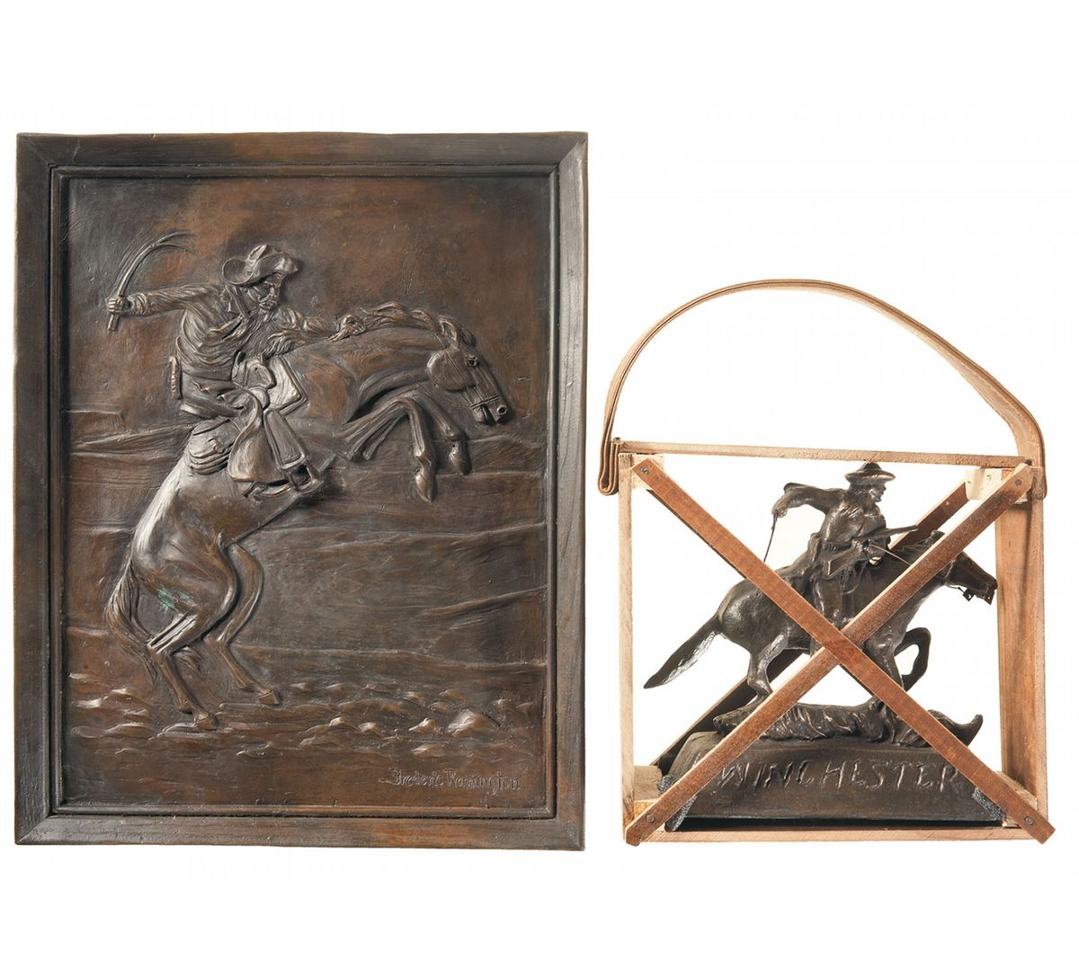 Bronze Placque and Winchester Pony Express Sculpture