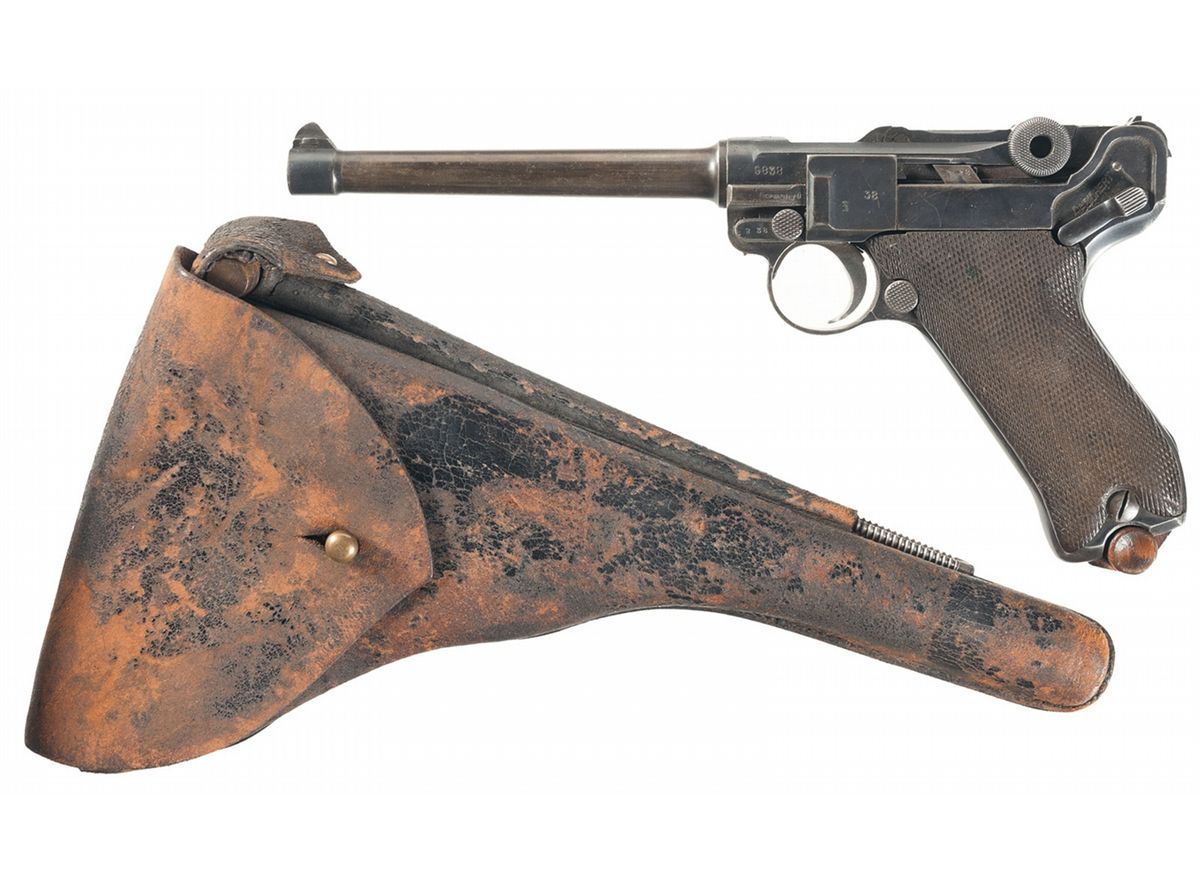 Erfurt 1917 Dated Luger Pistol with Long Barrel and Holster