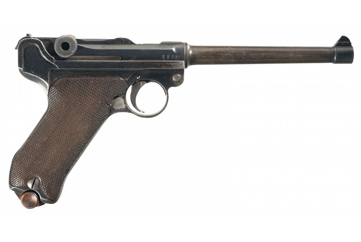 Erfurt 1917 Dated Luger Pistol with Long Barrel and Holster
