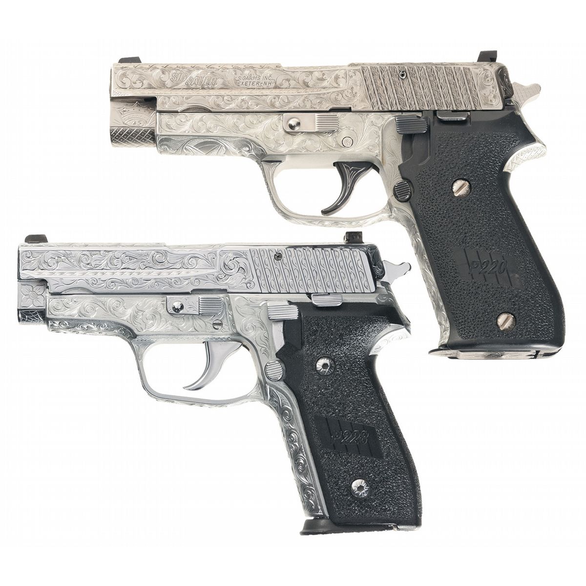Two Engraved Sig Sauer Semi-Automatic Pistols