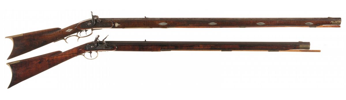 Two Pennsylvania Antique Rifles A) Leman Lancaster Full Stock ...