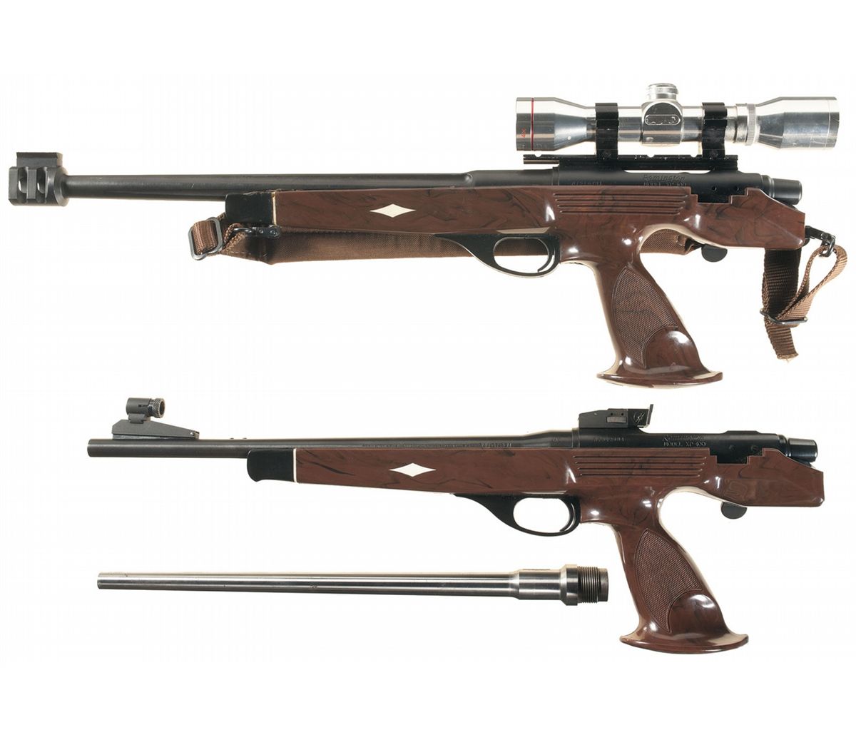Two Remington XP-100 Single Shot Bolt Action Pistols