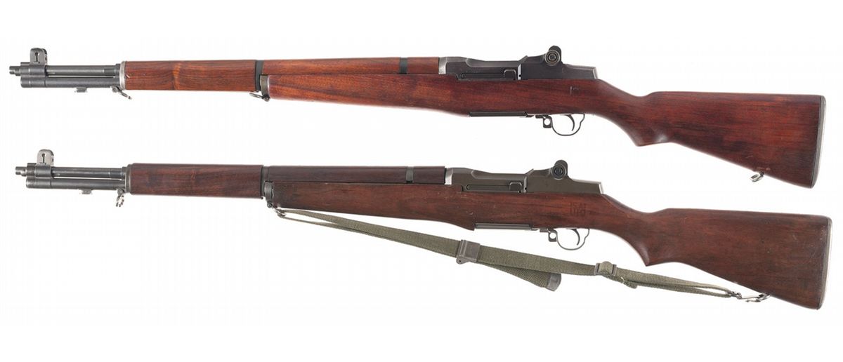 Two U.S. Military M1 Garand Semi-Automatic Rifles with Bayonets