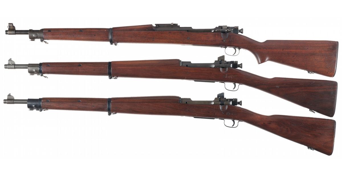 Three U.S. Military Bolt Action Rifles with Bayonets