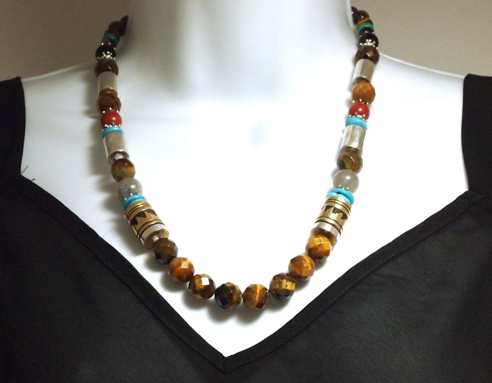 Navajo Tiger's Eye & Multi-Stone Necklace - Tommy Singer