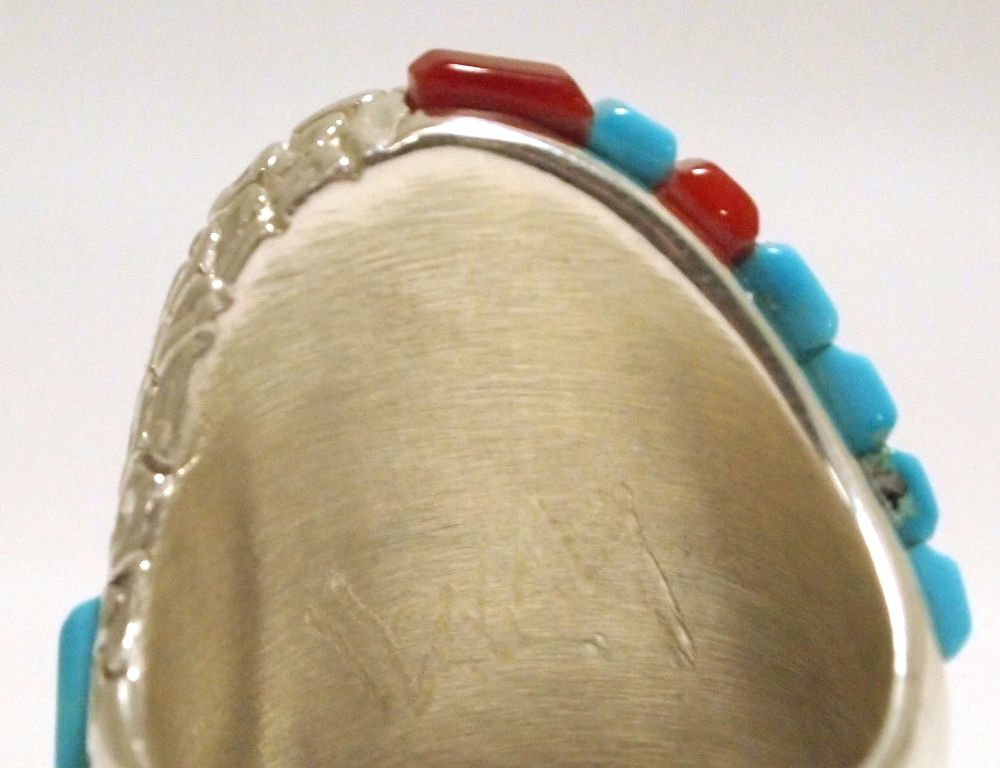 Navajo Multi-Stone Sun Face Sterling Silver Men's Ring - Wilbert Manning