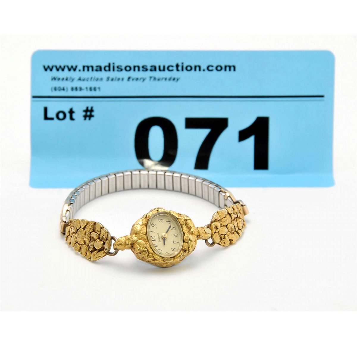 Vintage ladies bulova wrist watch with gold nugget