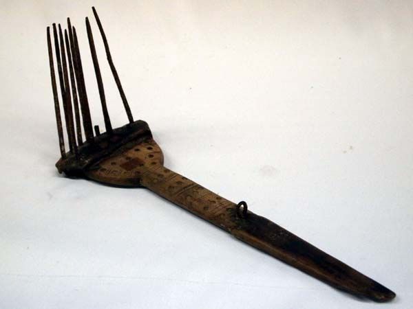 Antique Wooden Flax Heckling Comb