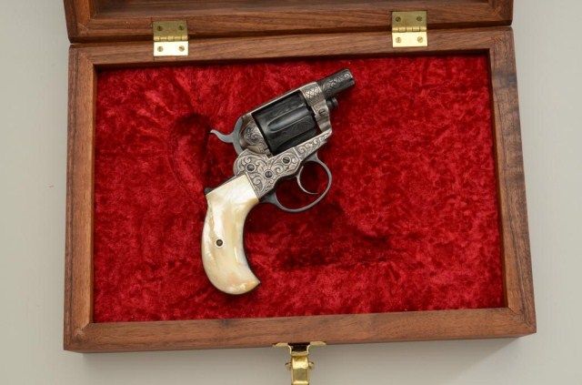 Custom hardwood cased Colt Model 1877 Thunderer DA revolver with barrel ...
