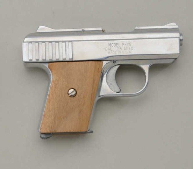 Raven Model P-25 semi-auto pistol, .25 cal., 2-1/2” barrel, nickel ...