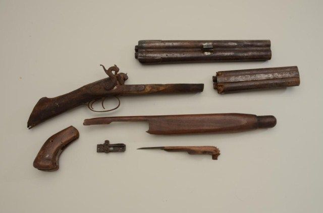 Parts lot including a brass trigger guard and buttplate from a Tower ...
