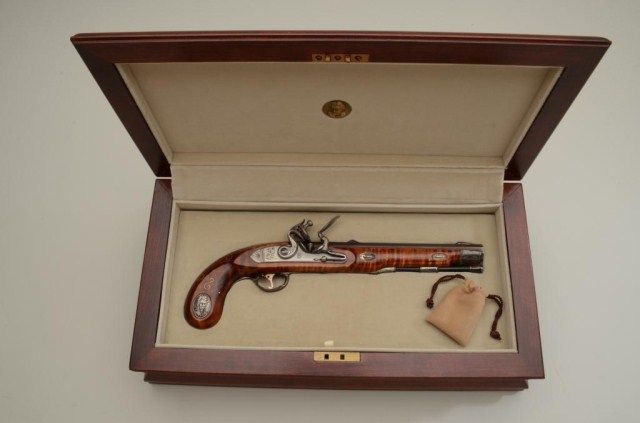 Contemporary Andrew Jackson commemorative cased flintlock pistol marked ...